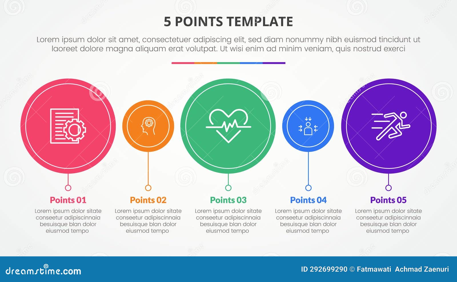 5 Points Stage Template Infographic Concept for Slide Presentation with ...