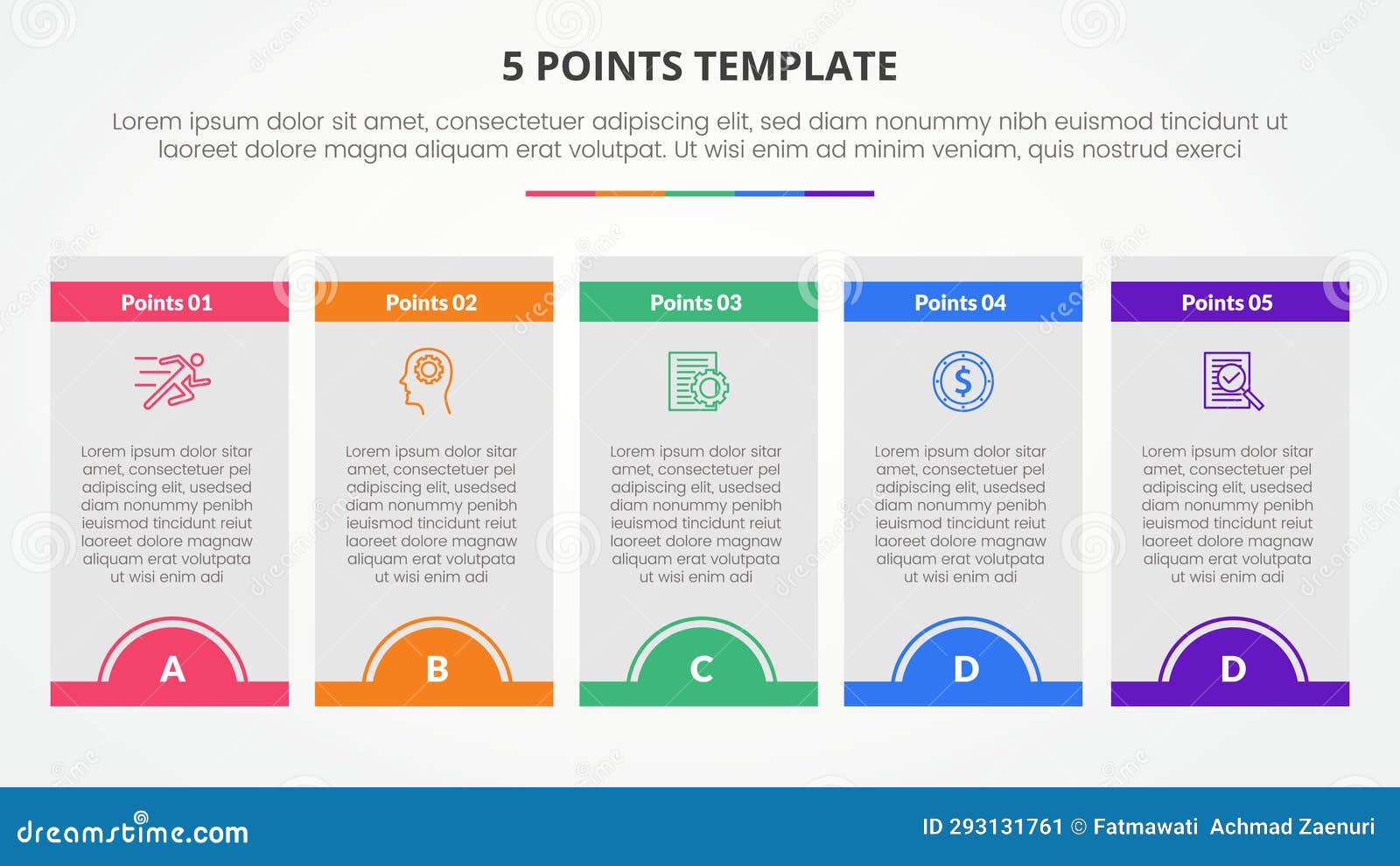 5 Points Stage Template Infographic Concept for Slide Presentation with ...