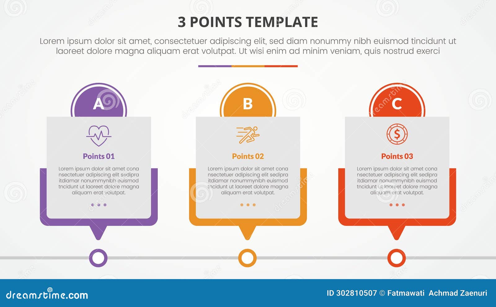 3 Points Stage Template Infographic Concept for Slide Presentation with ...