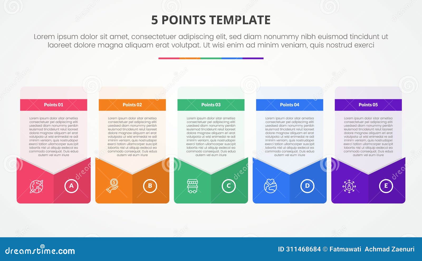 5 Points Stage Template Infographic Concept for Slide Presentation with ...