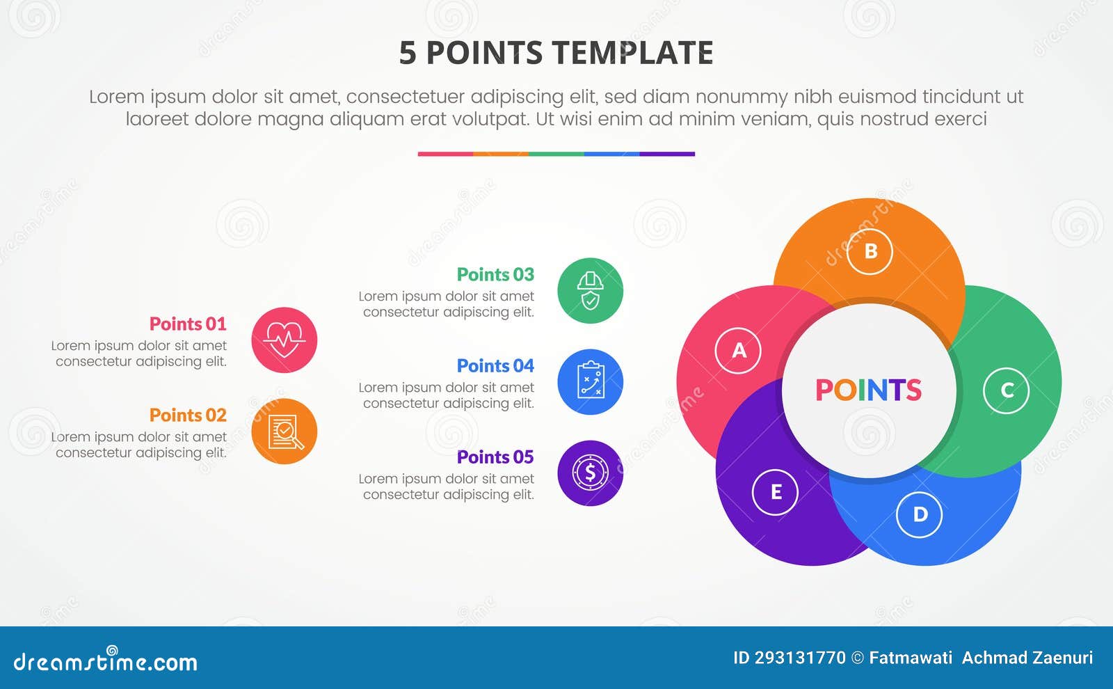 5 Points Stage Template Infographic Concept for Slide Presentation with ...