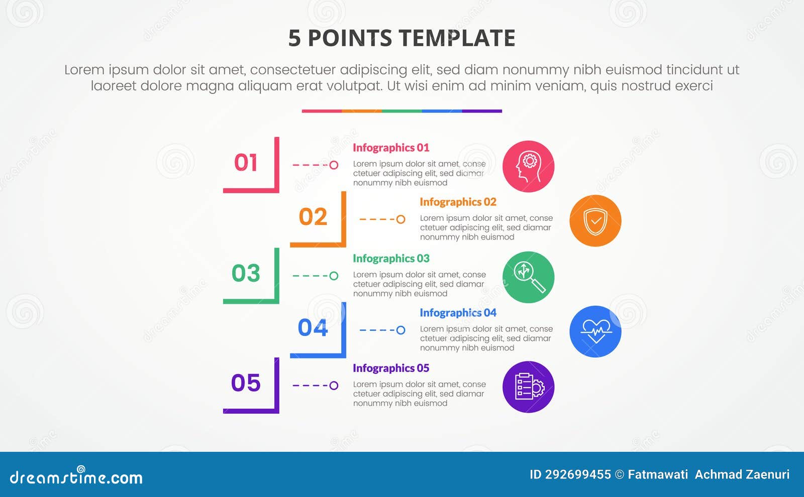 5 Points Stage Template Infographic Concept for Slide Presentation with ...