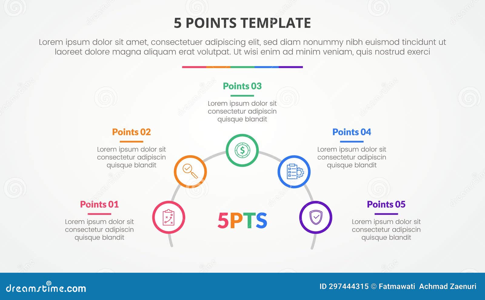 5 Points Stage Template Infographic Concept for Slide Presentation with ...