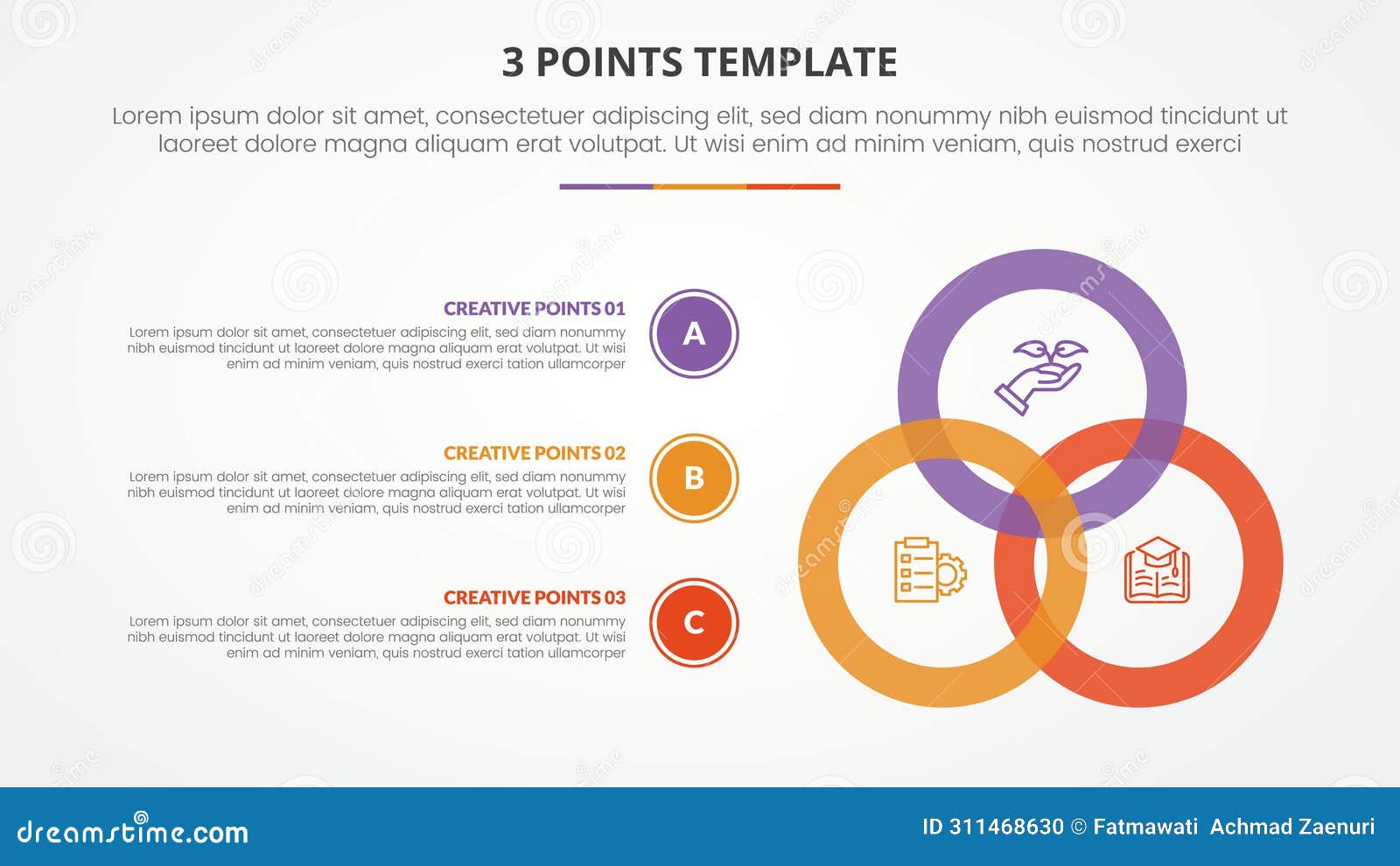3 Points Stage Template Infographic Concept for Slide Presentation with ...