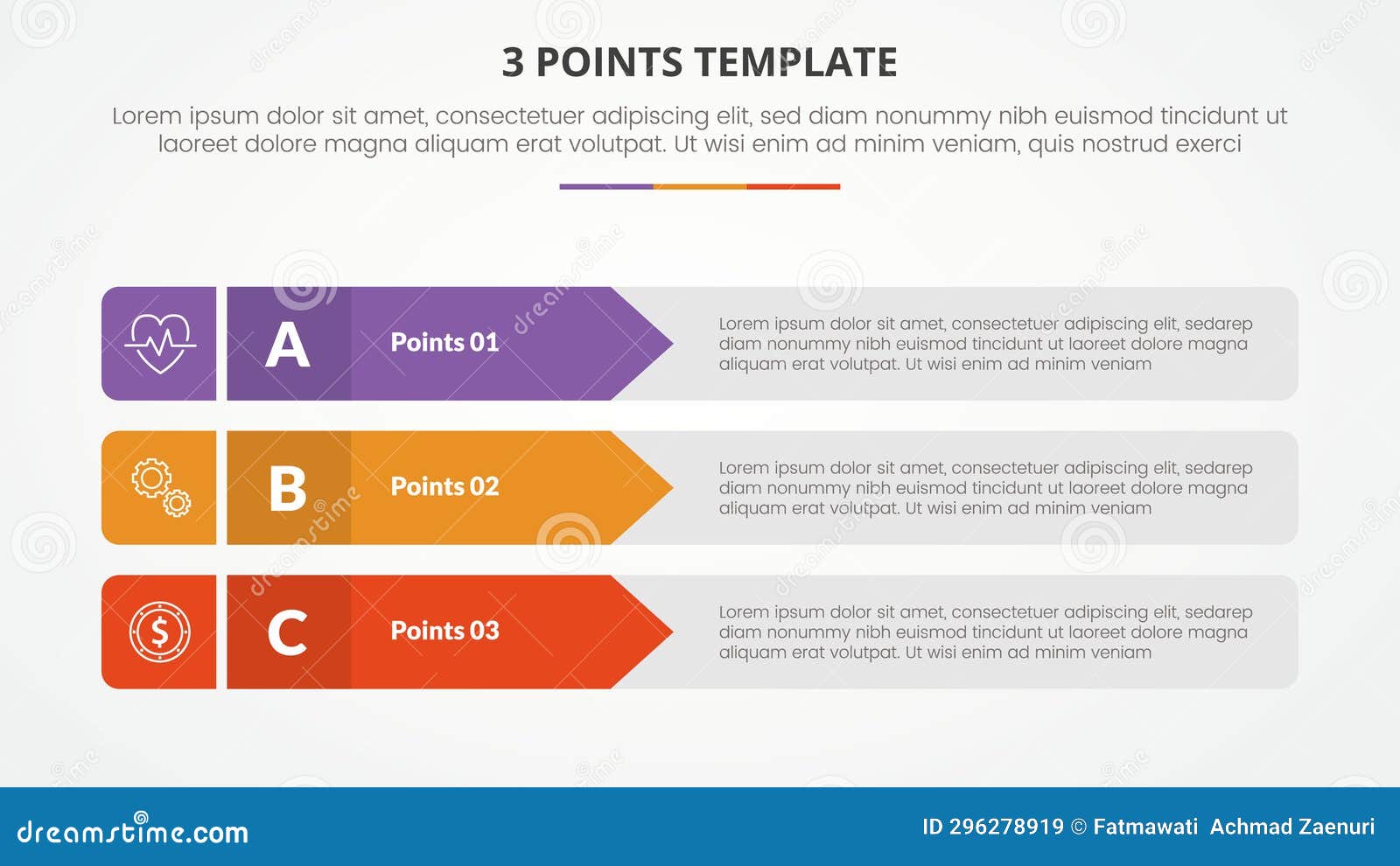 3 Points Stage Template Infographic Concept for Slide Presentation with ...