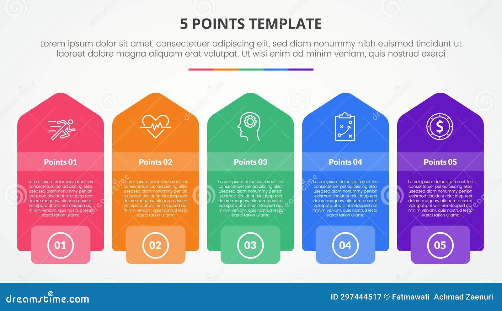 5 Points Stage Template Infographic Concept for Slide Presentation with ...