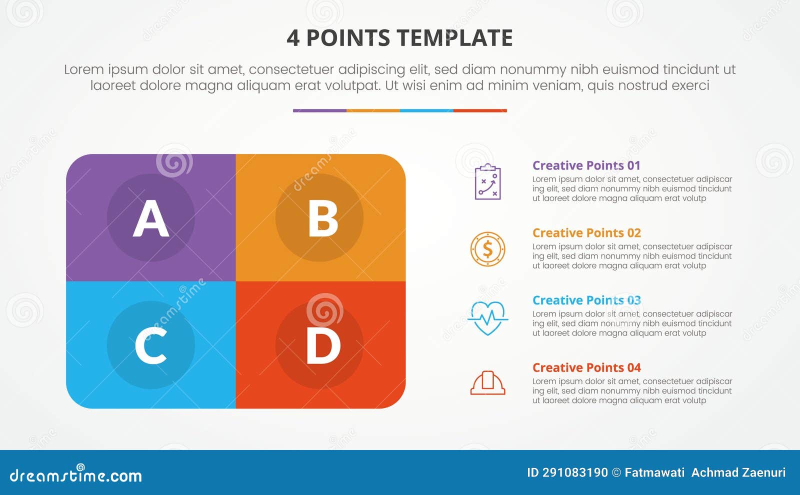 4 Points Stage Template Infographic Concept for Slide Presentation with ...