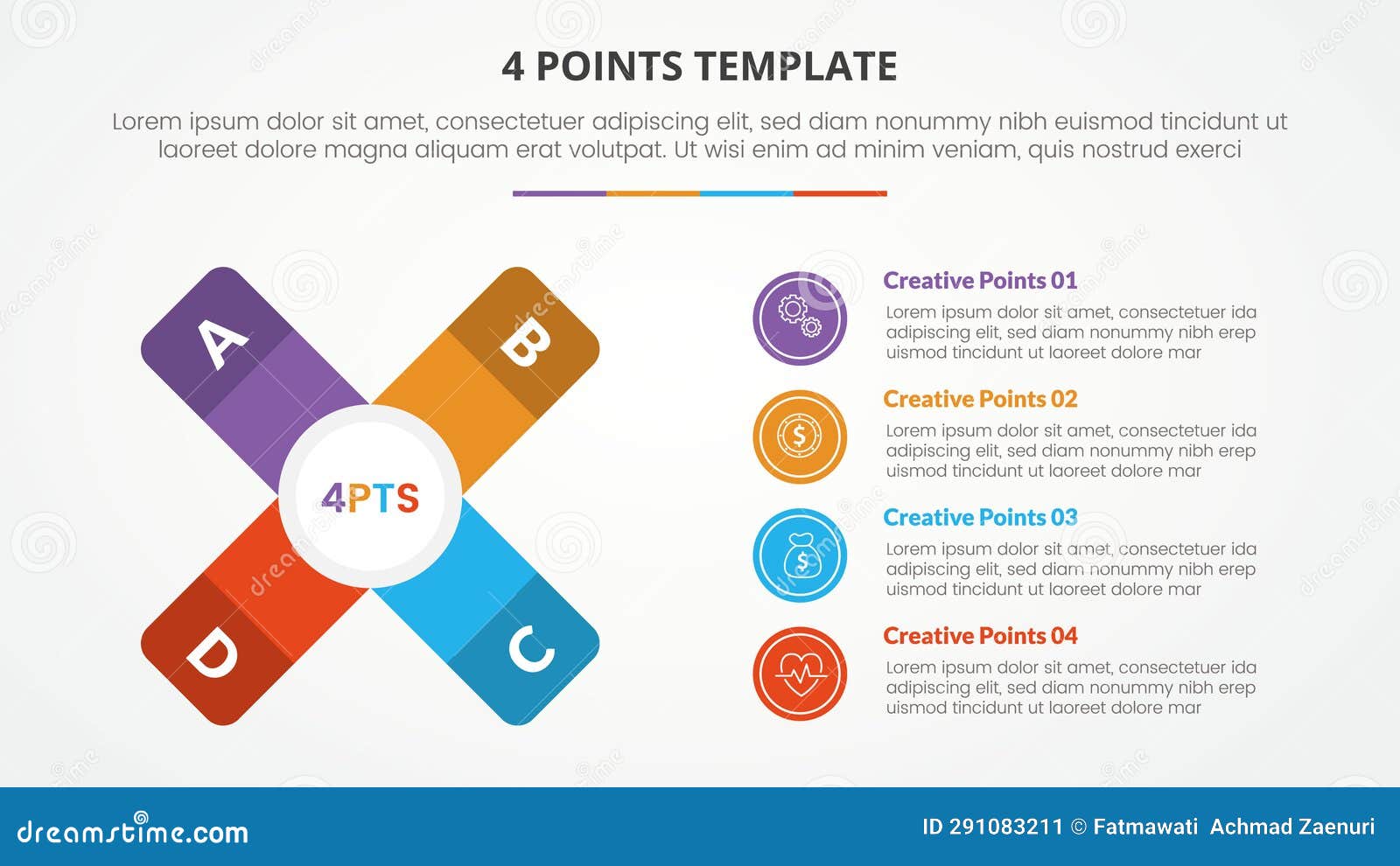 4 Points Stage Template Infographic Concept for Slide Presentation with ...