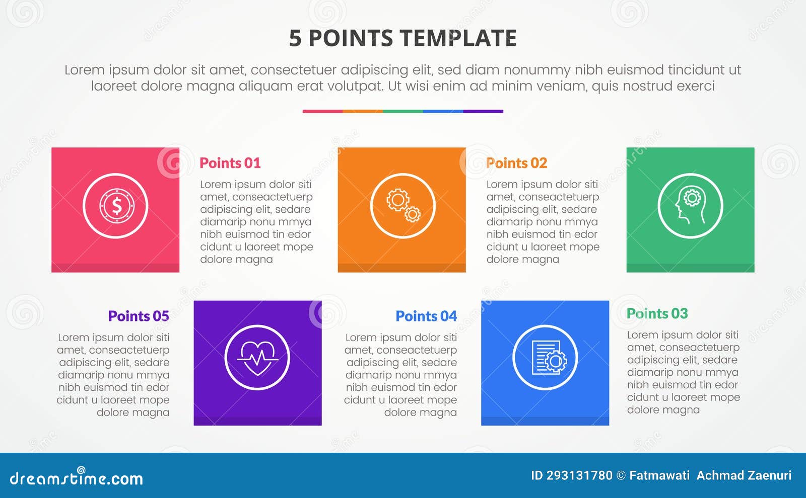 5 Points Stage Template Infographic Concept for Slide Presentation with ...