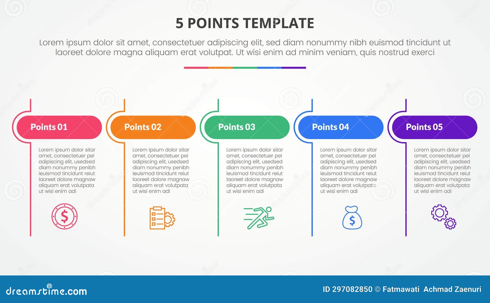 5 Points Stage Template Infographic Concept for Slide Presentation with ...