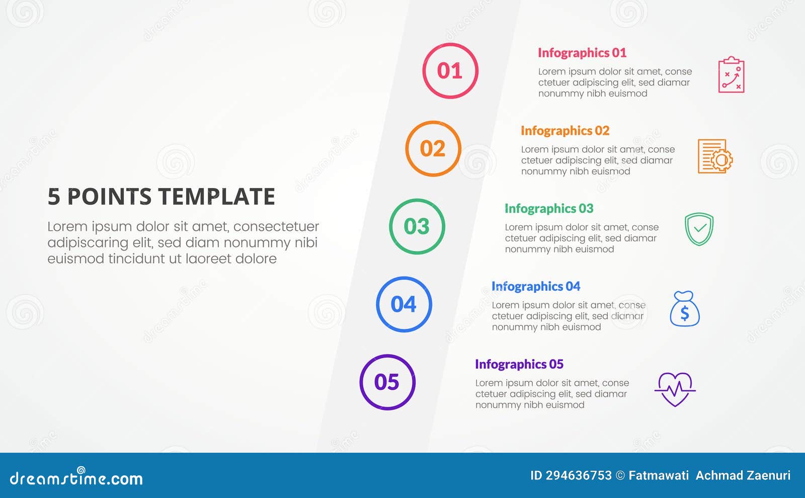 5 Points Stage Template Infographic Concept for Slide Presentation with ...
