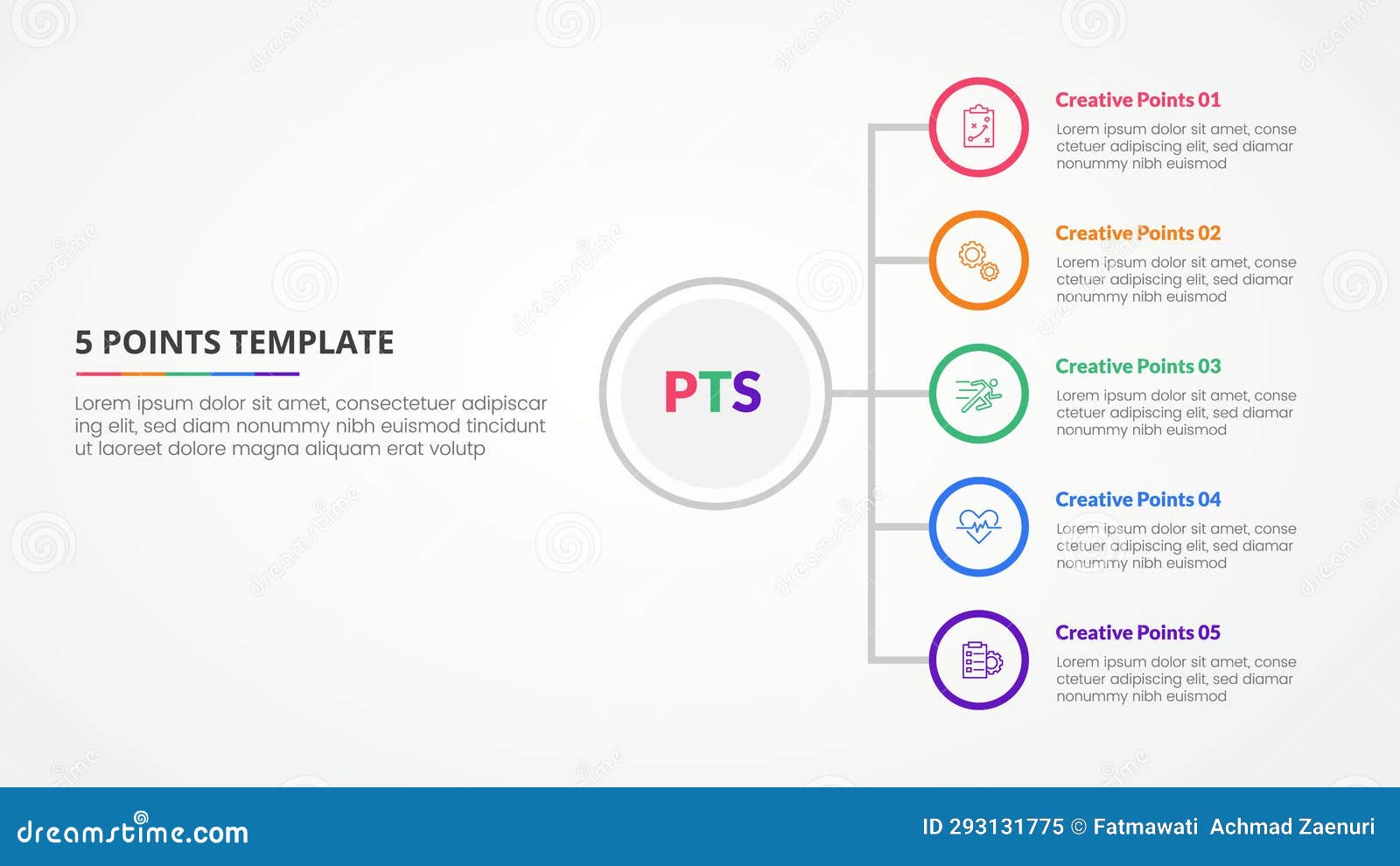 5 Points Stage Template Infographic Concept for Slide Presentation with ...