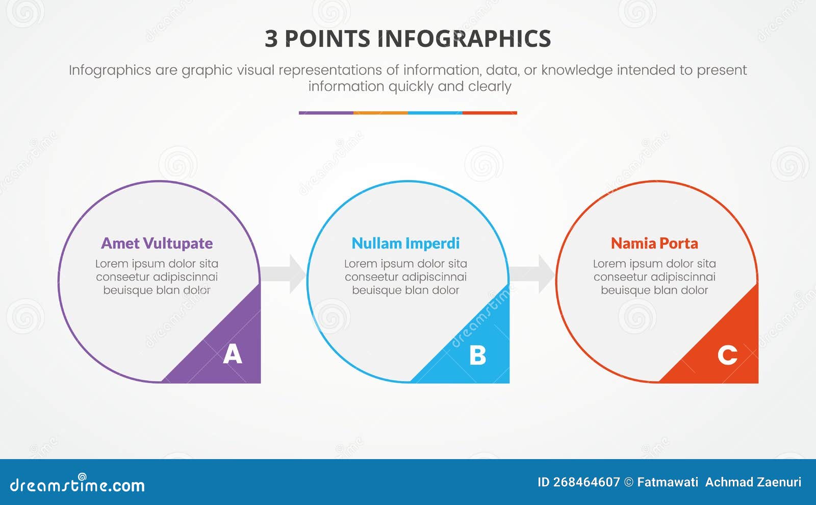 3 Points Or Stages Infographic Concept With Right Direction And ...