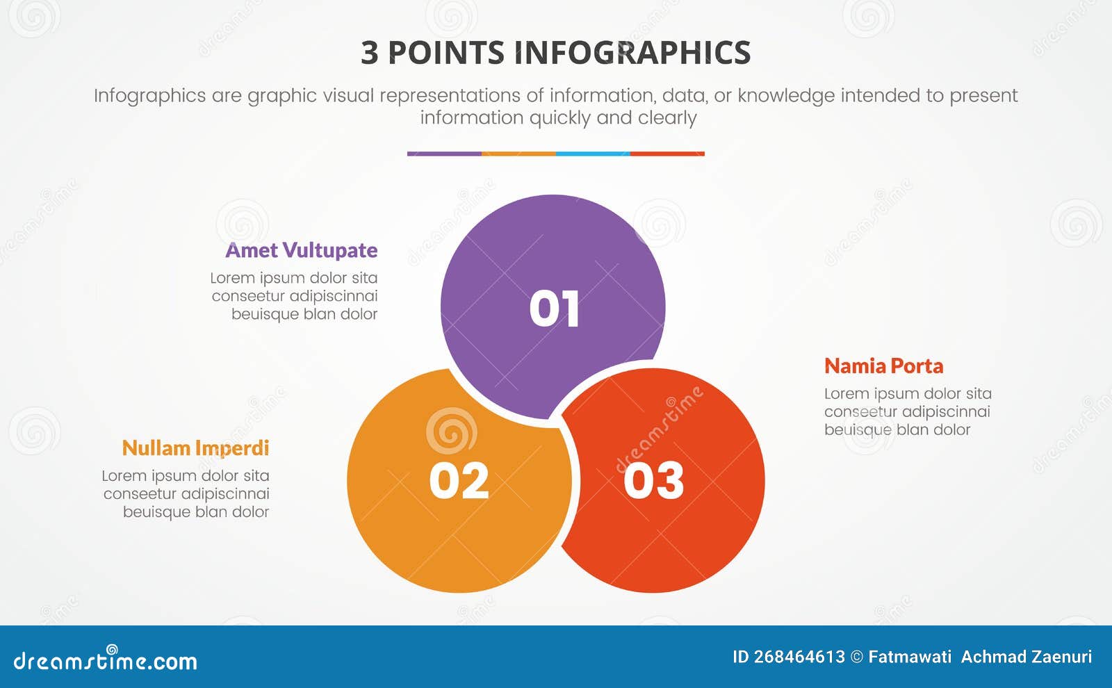 3 Points or Stages Infographic Concept with Connected Joined Circle for ...