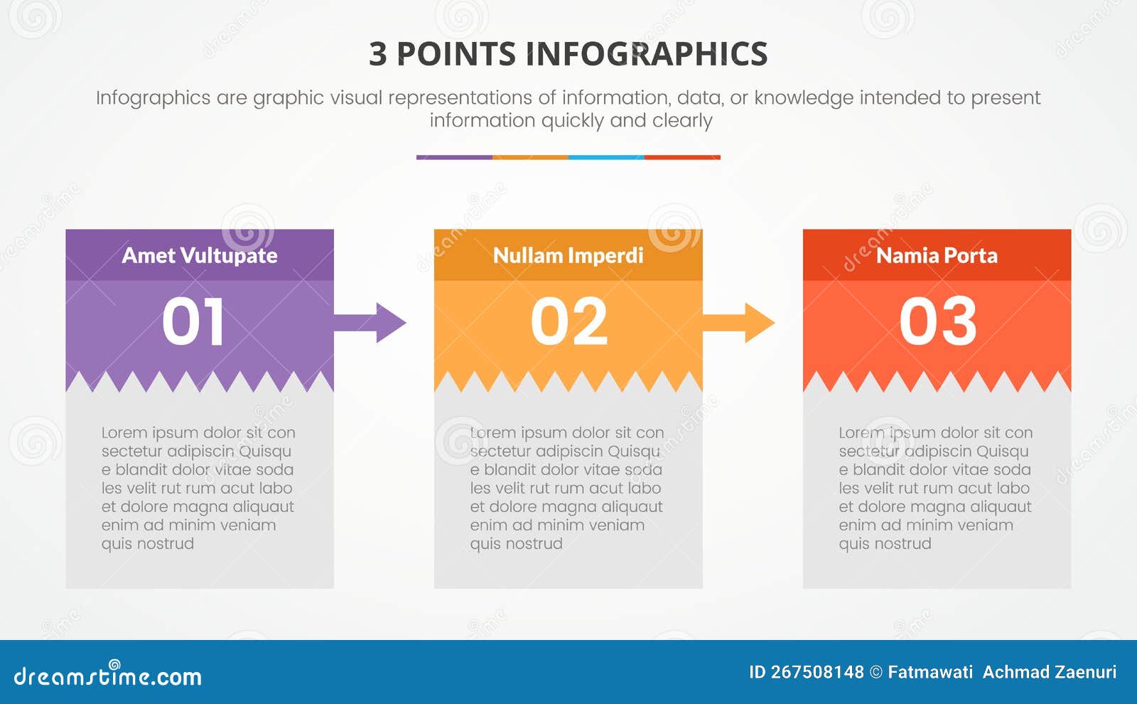 3 Points Or Stages Infographic Concept With Right Direction And Boxed ... 3 Points Or Stages Infographic Concept With Right Direction And Boxed ...