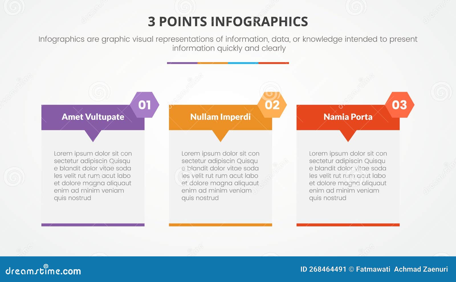 3 Points or Stages Infographic Concept with Table Information Layout ...