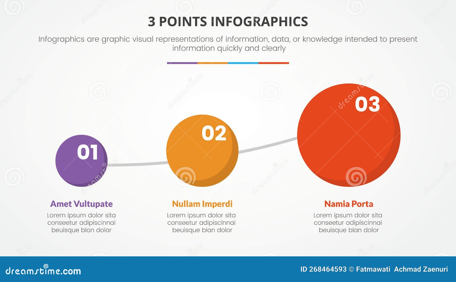 3 Points or Stages Infographic Concept with Timeline Circle Small and ...