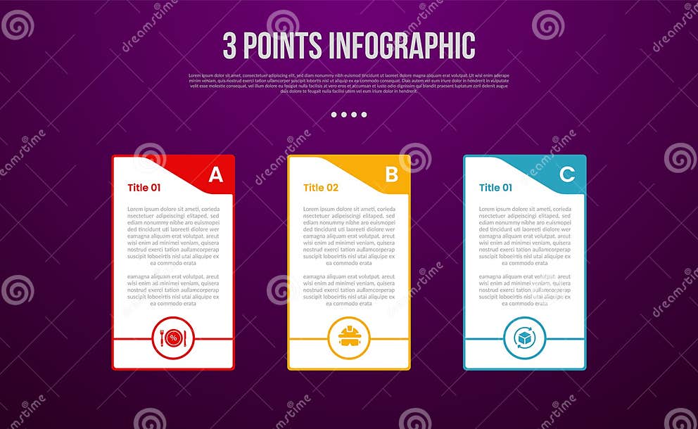 3 Points or Step Process Infographic with Big Table Container with ...