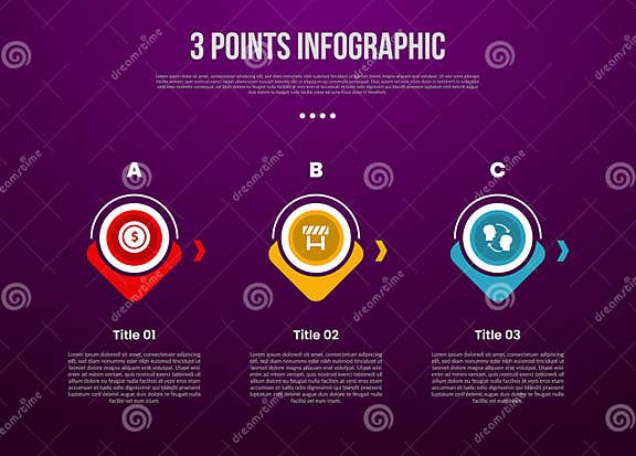3 Points or Step Process Infographic with Creative Circle Outline and ...