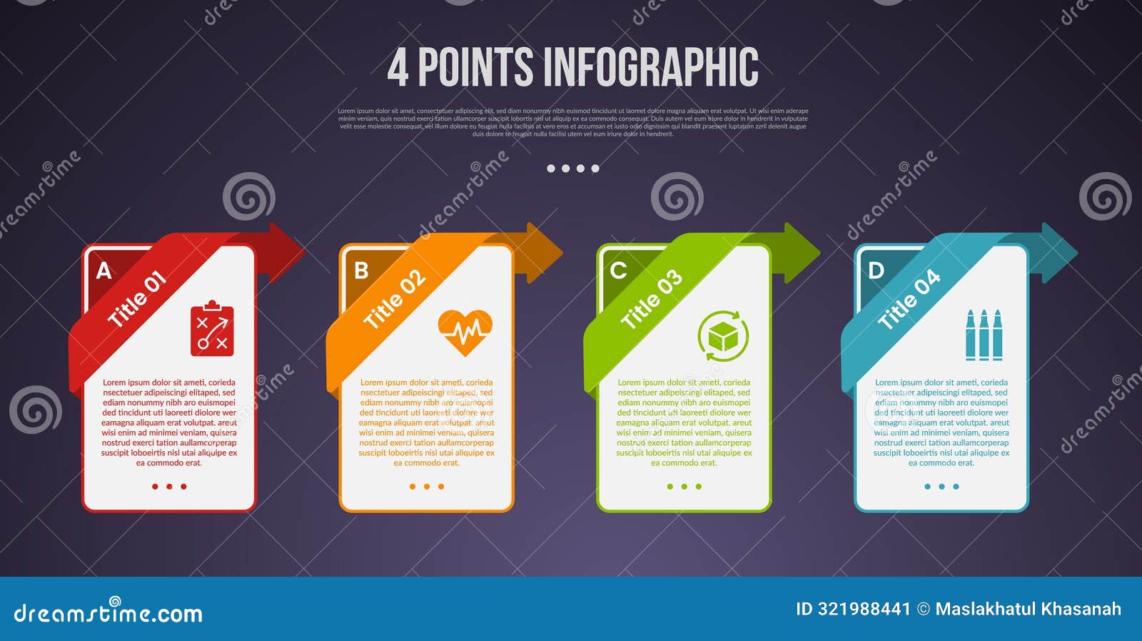 4 Points or Step Process Infographic with Vertical Box Container with ...