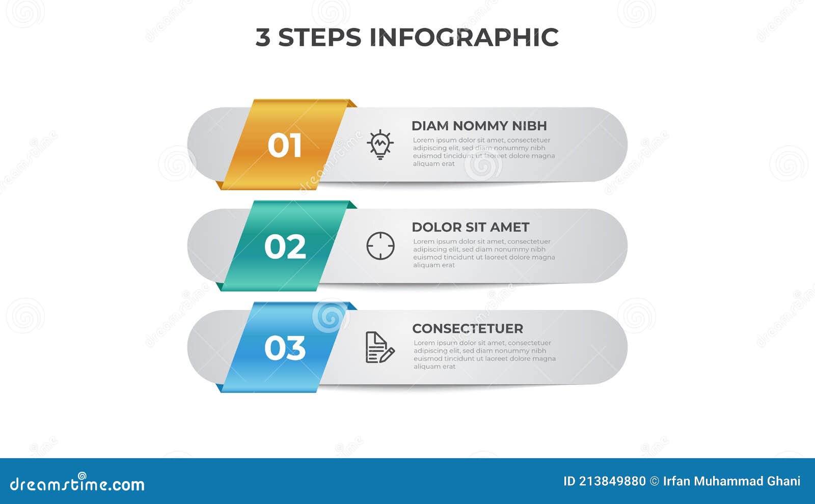 3 Points of Steps Diagram, Vertical List Layout, Infographic Template ...