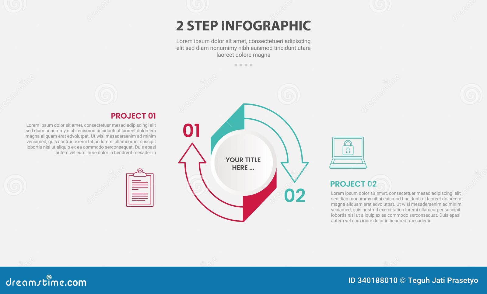 2 Points Template Infographic Outline Style With 2 Point Stage Or Step ...