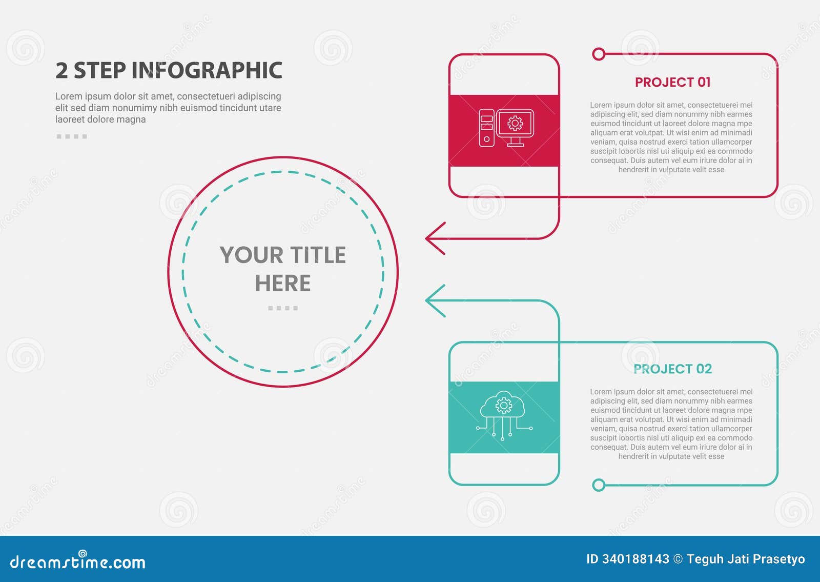 2 Points Template Infographic Outline Style with 2 Point Stage or Step ...