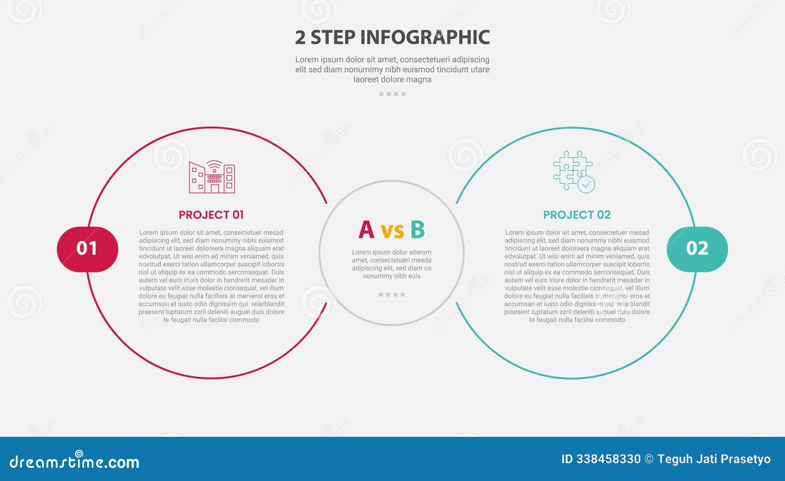 2 Points Template Infographic Outline Style with 2 Point Stage or Step ...
