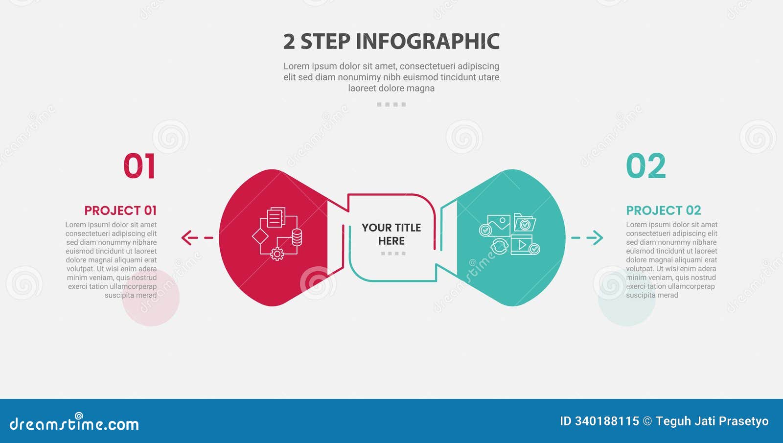 2 Points Template Infographic Outline Style with 2 Point Stage or Step ...