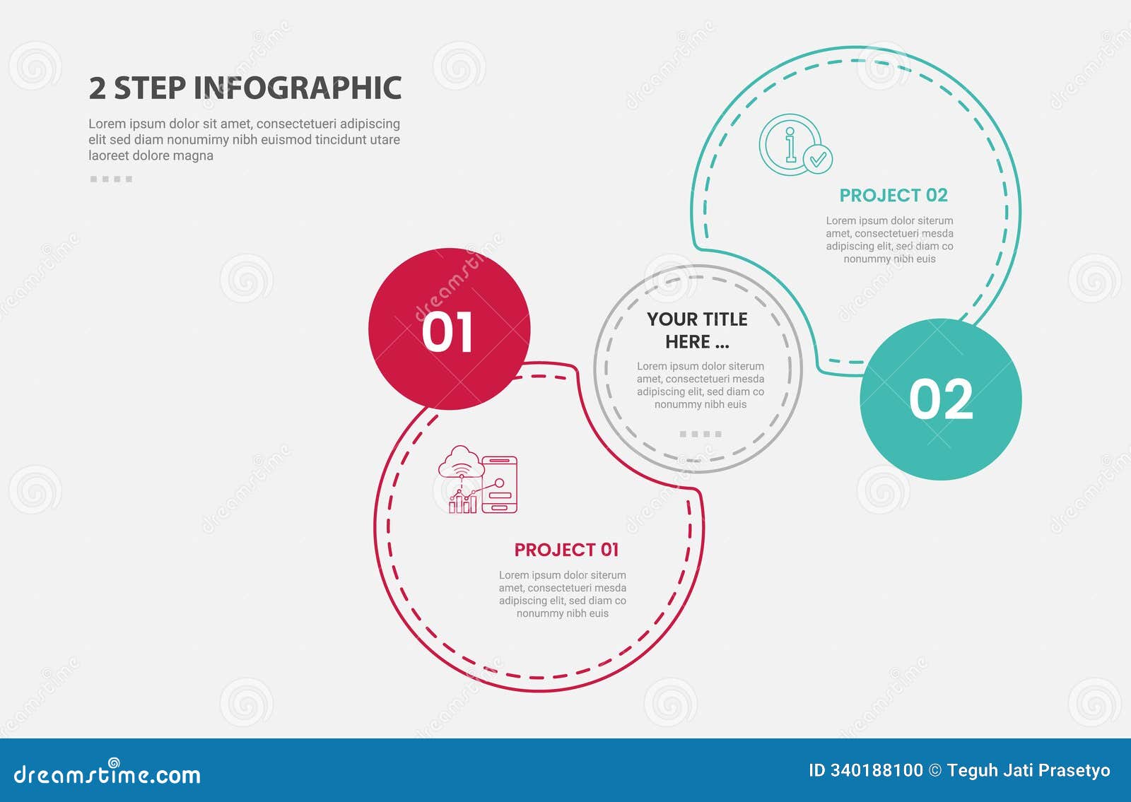 2 Points Template Infographic Outline Style with 2 Point Stage or Step ...