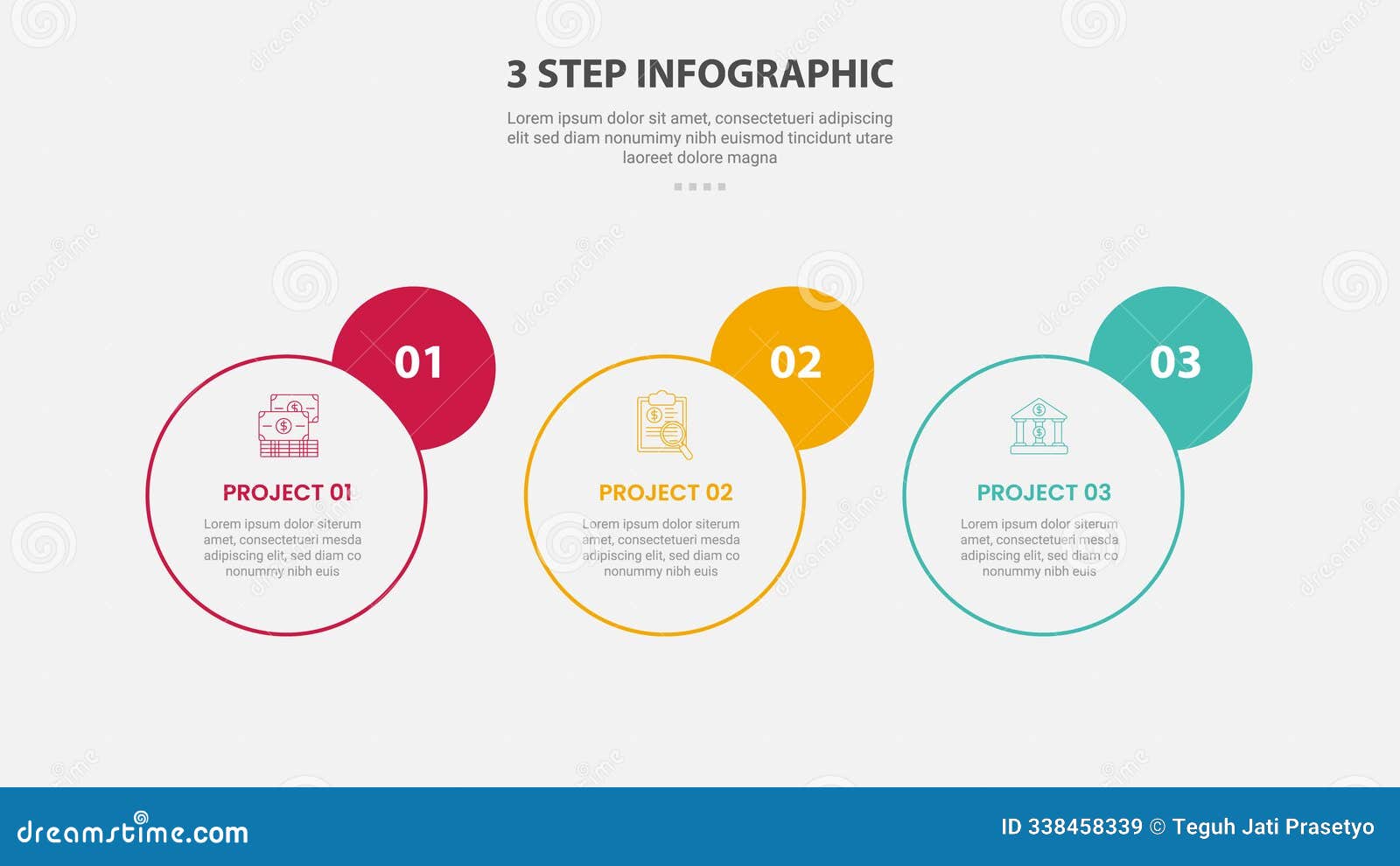 3 Points Template Infographic Outline Style with 3 Point Stage or Step ...