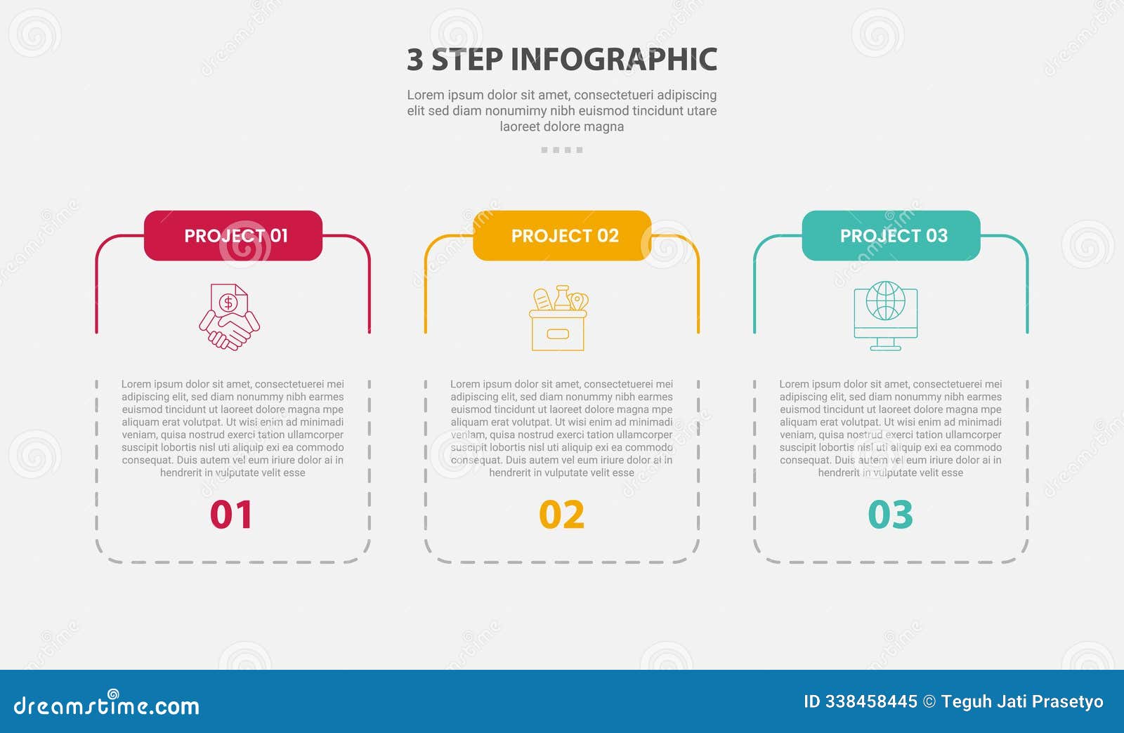 3 Points Template Infographic Outline Style with 3 Point Stage or Step ...