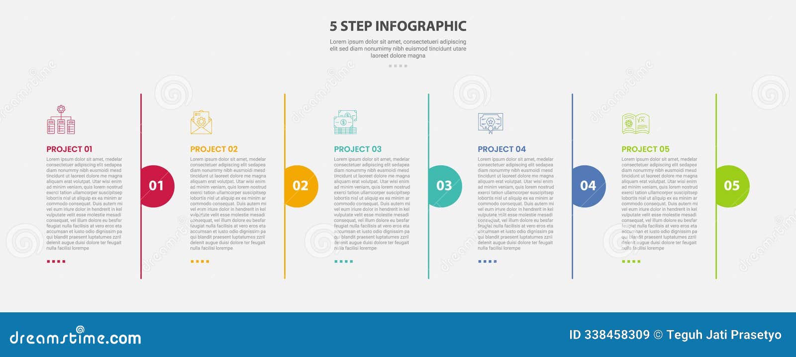 5 Points Template Infographic Outline Style with 5 Point Stage or Step ...