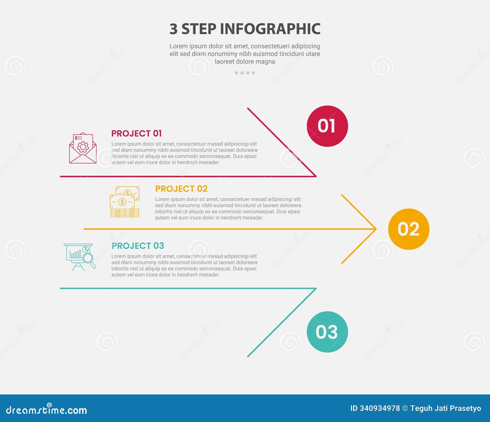 3 Points Template Infographic Outline Style with 3 Point Step Template ...