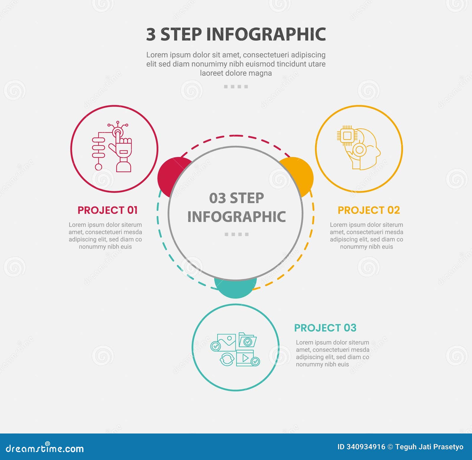3 Points Template Infographic Outline Style with 3 Point Step Template ...