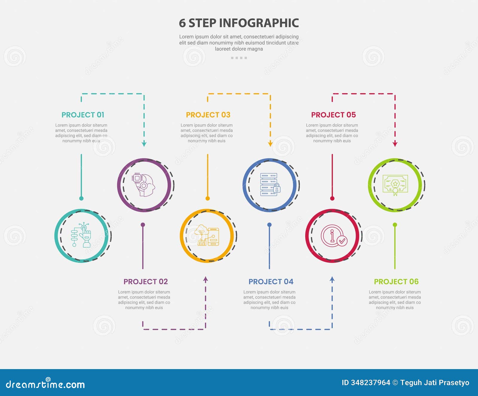 6 Points Template Infographic Outline Style with 6 Point Step Template ...