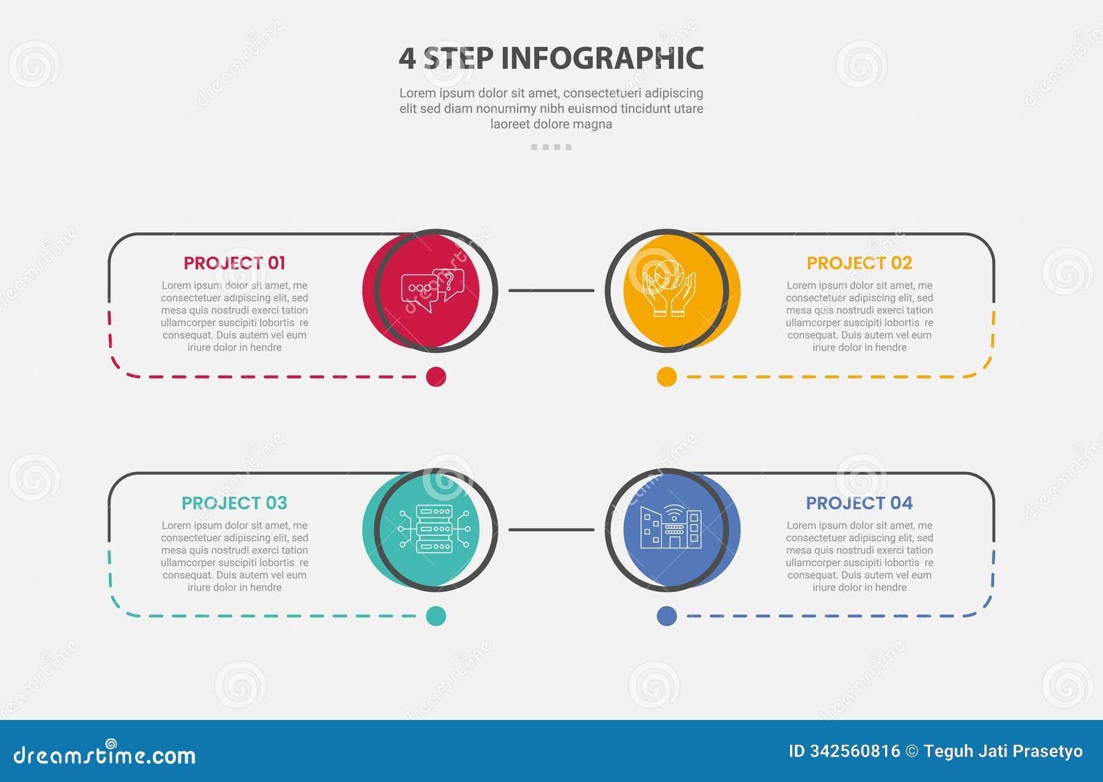 4 Points Template Infographic Outline Style with 4 Point Step Template ...