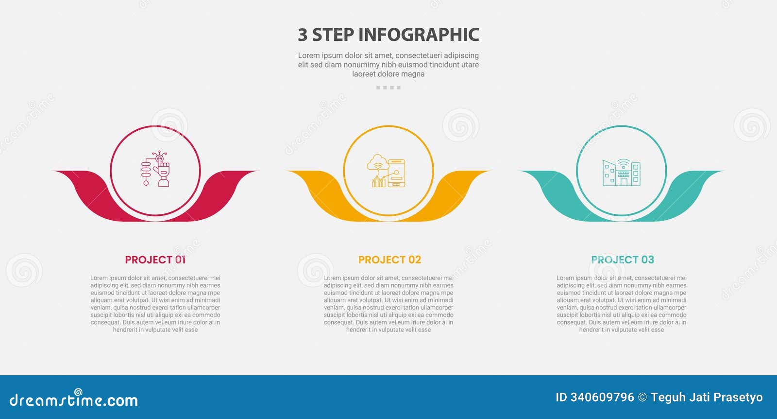 3 Points Template Infographic Outline Style with 3 Point Step Template ...