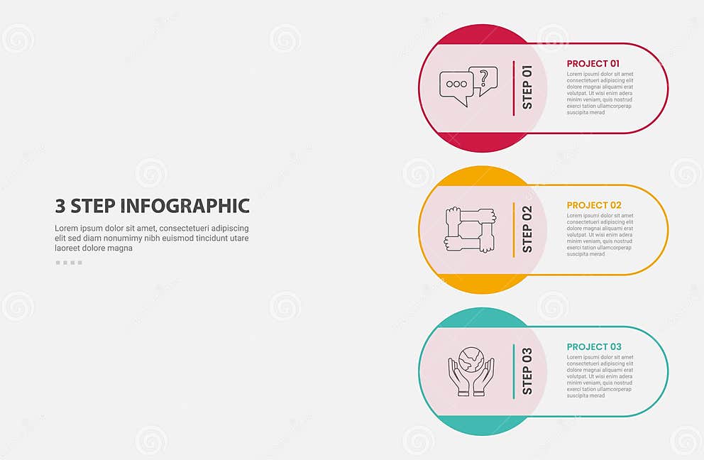3 Points Template Infographic Outline Style with 3 Point Step Template ...