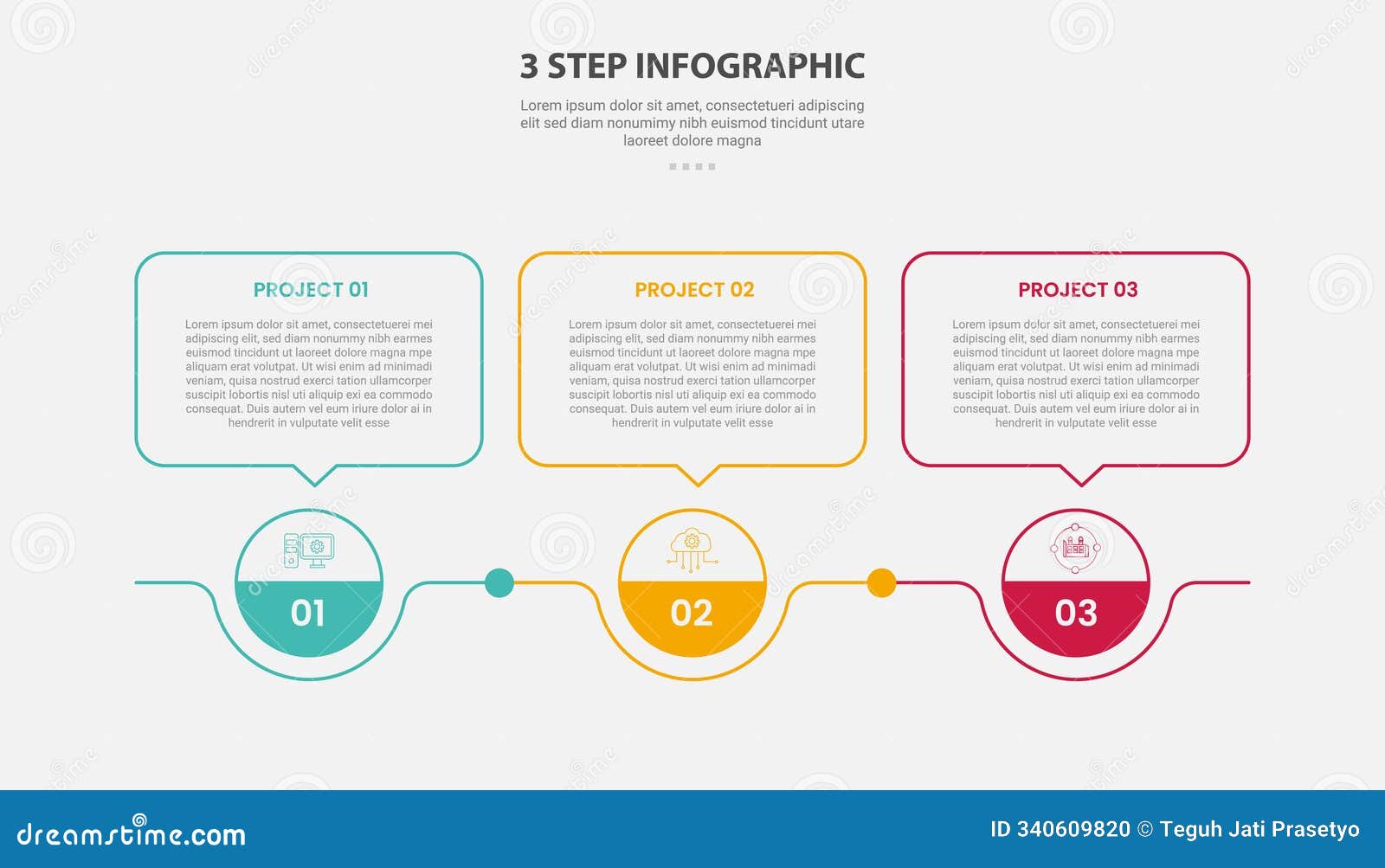3 Points Template Infographic Outline Style with 3 Point Step Template ...