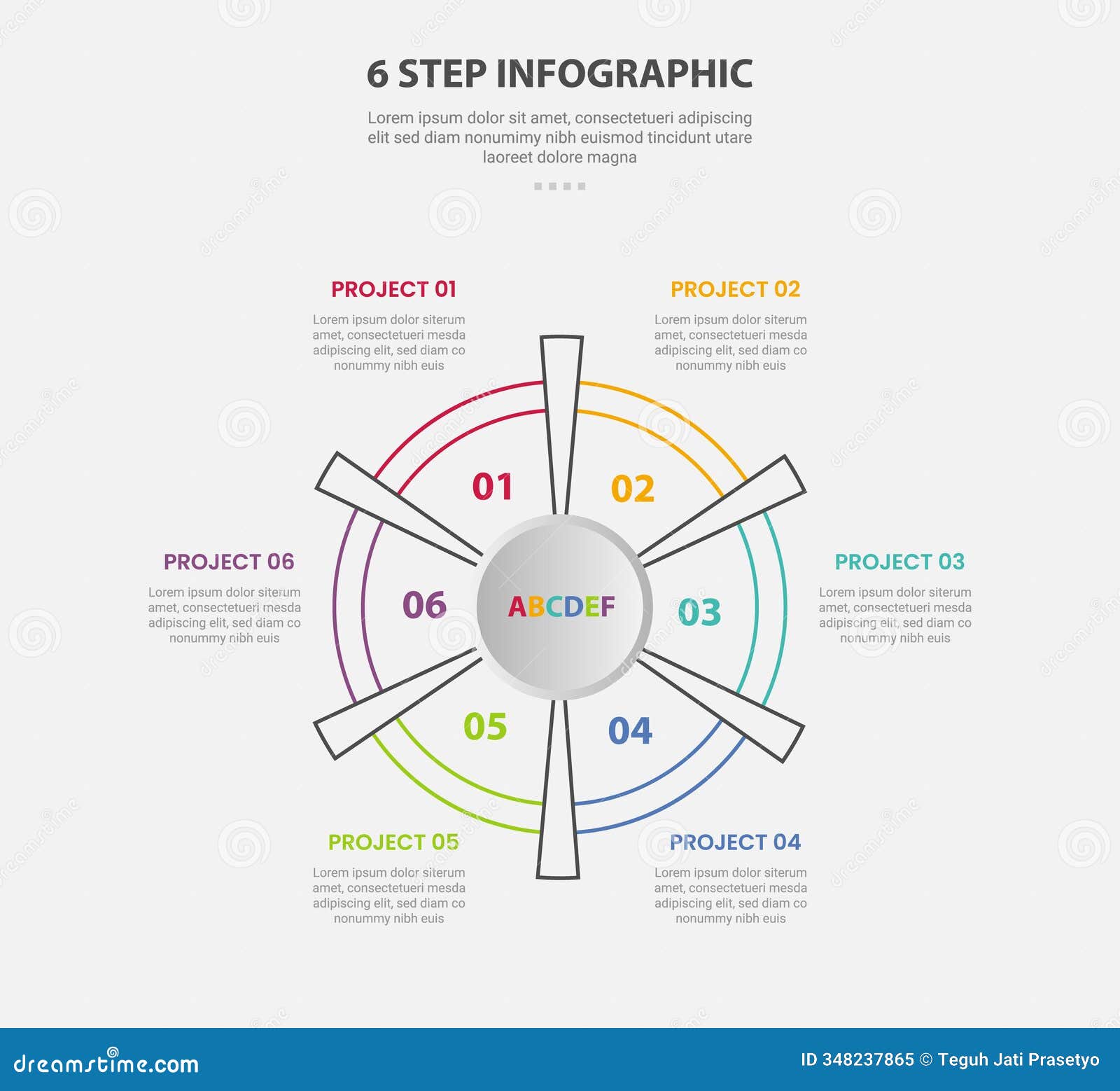 6 Points Template Infographic Outline Style with 6 Point Step Template ...