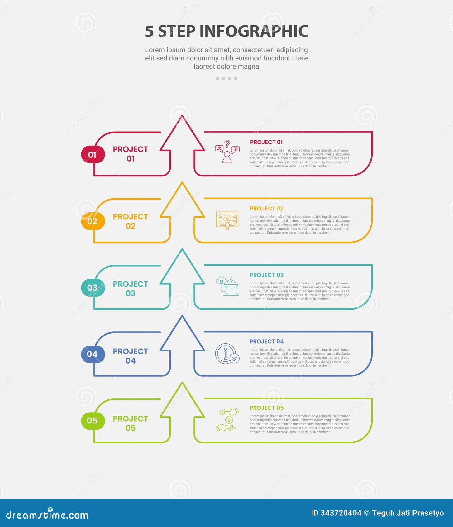 5 Points Template Infographic Outline Style with 5 Point Step Template ...