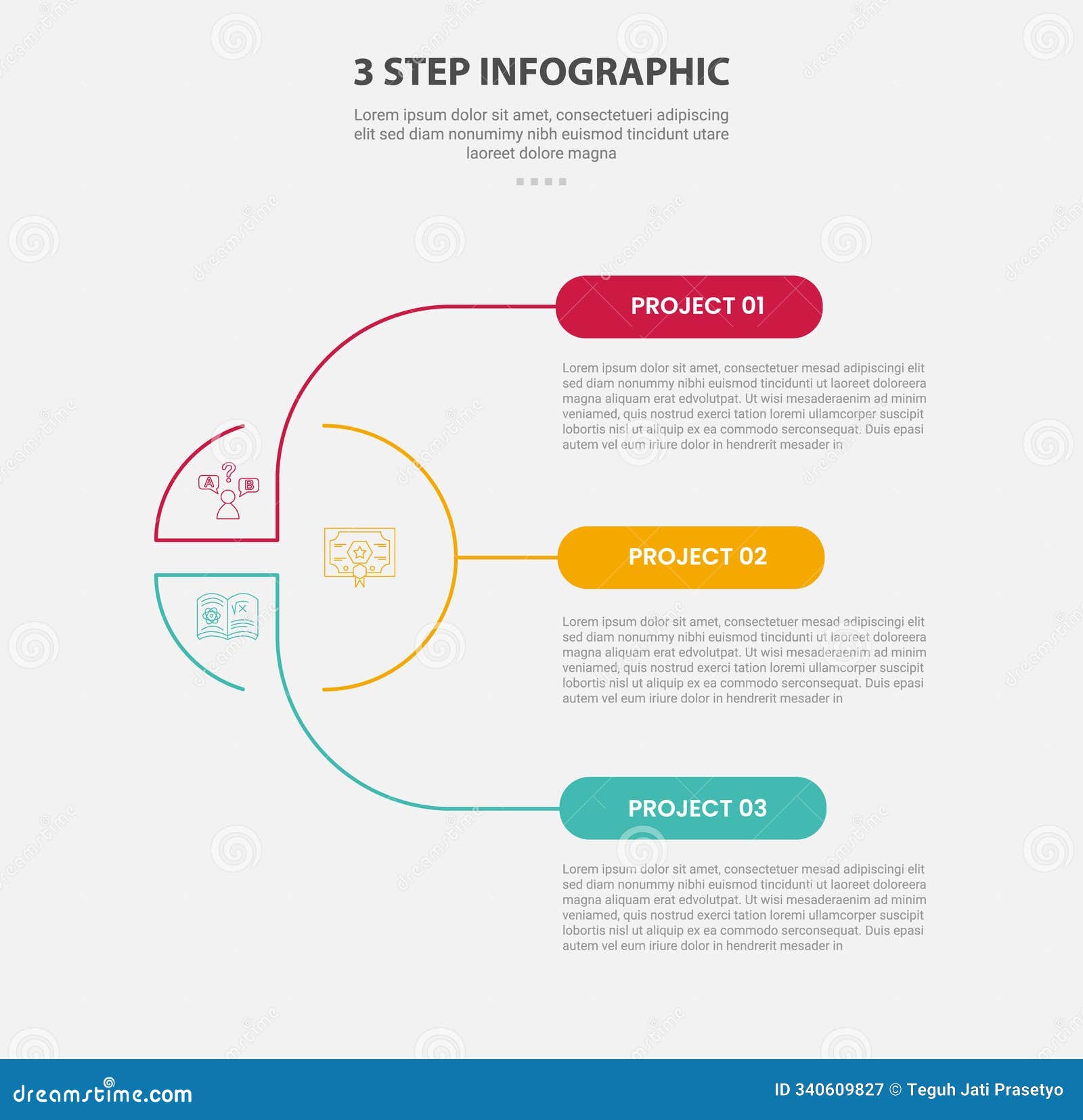 3 Points Template Infographic Outline Style with 3 Point Step Template ...