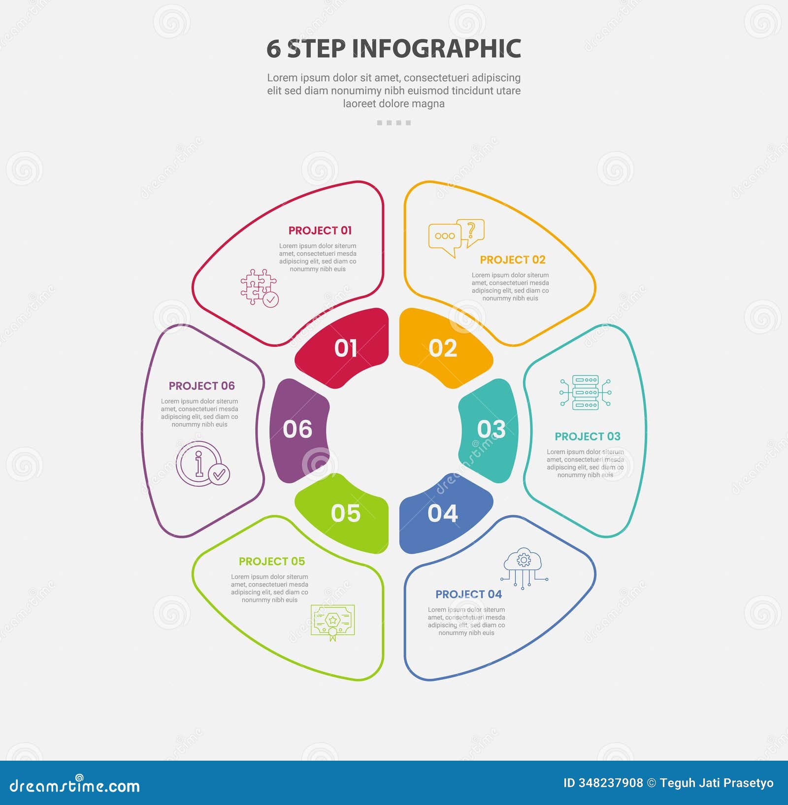 Cycle Base Infographic Outline Style With 6 Point Template With Round ...