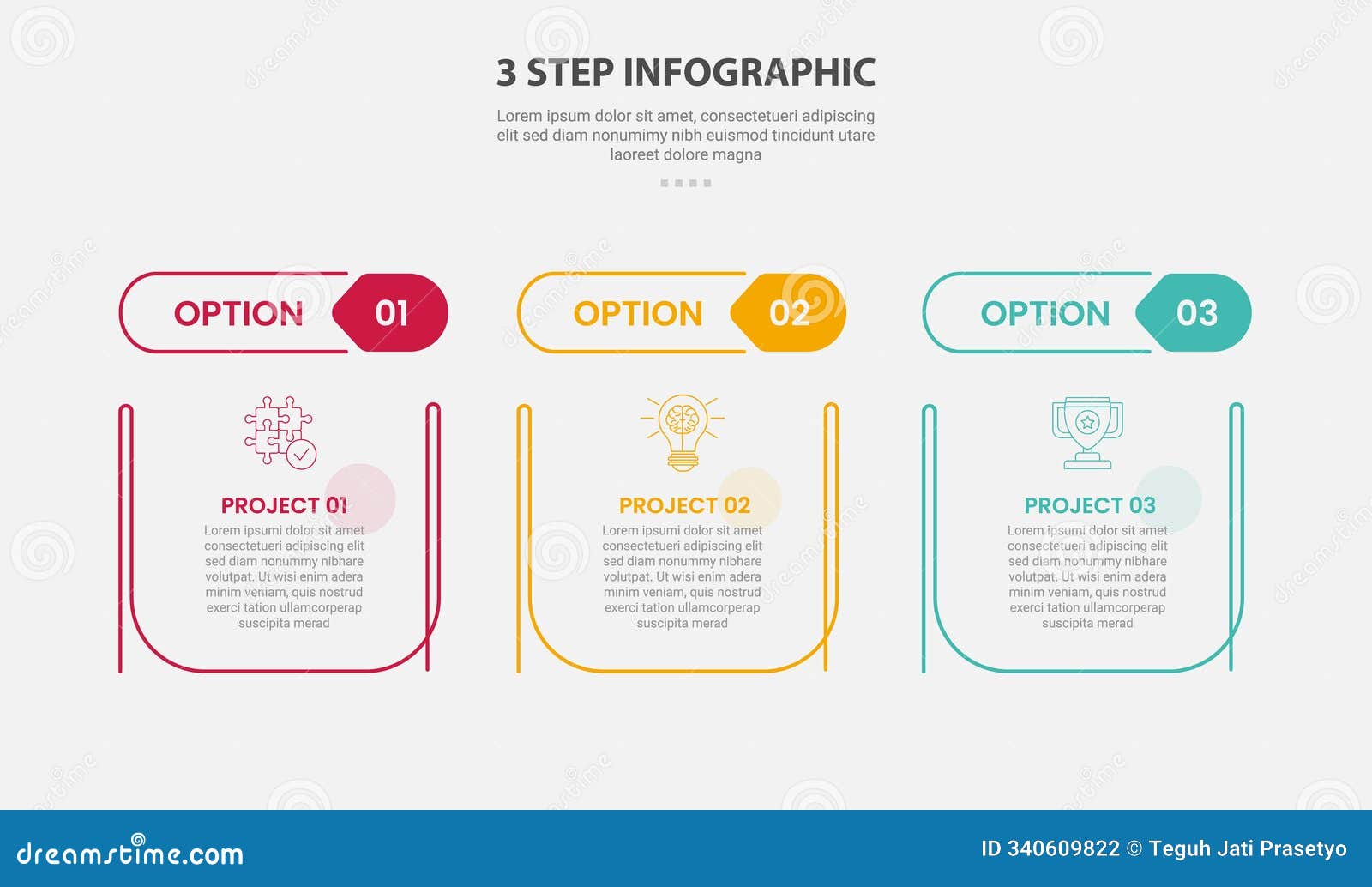 3 Points Template Infographic Outline Style with 3 Point Step Template ...