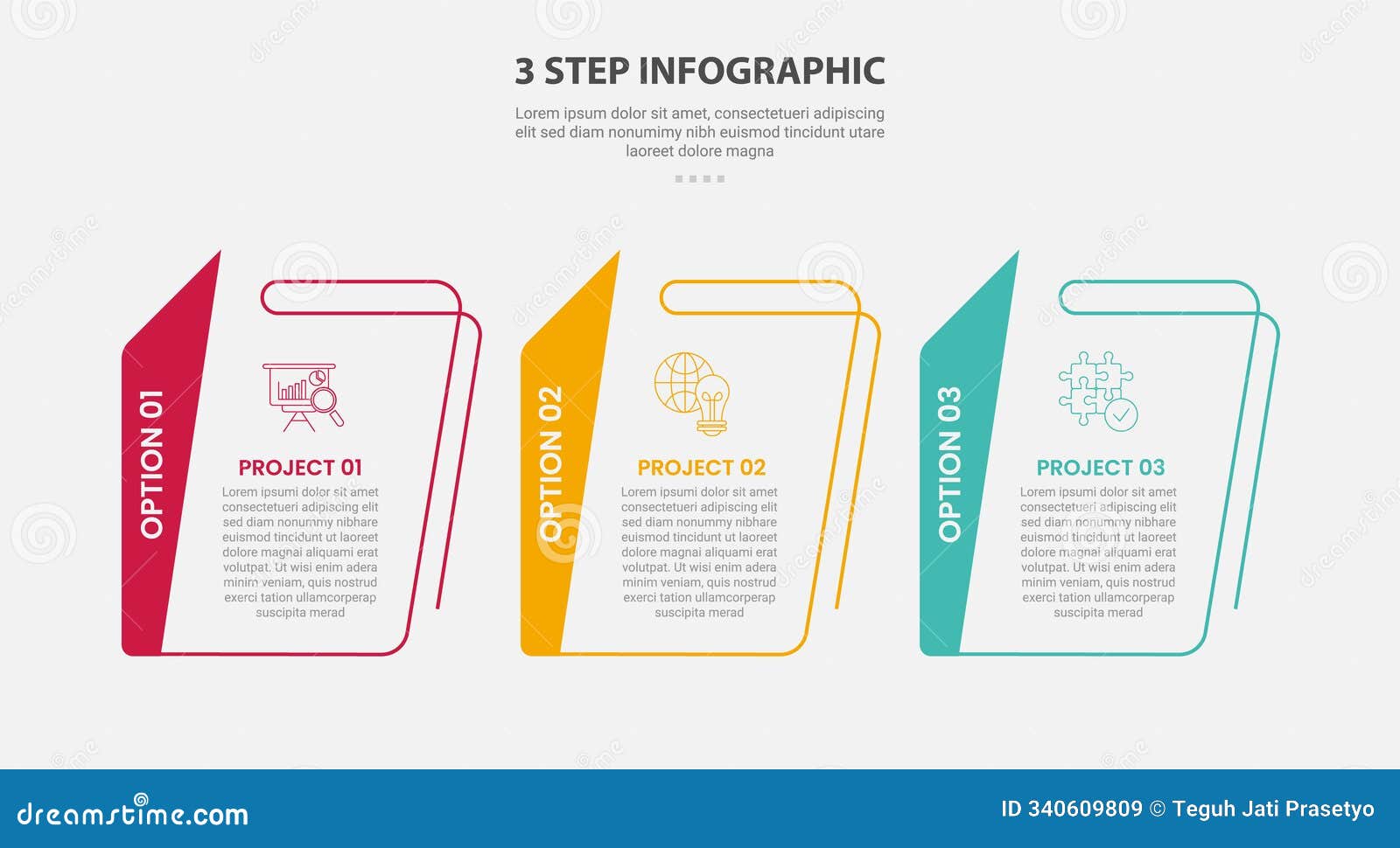 3 Points Template Infographic Outline Style with 3 Point Step Template ...