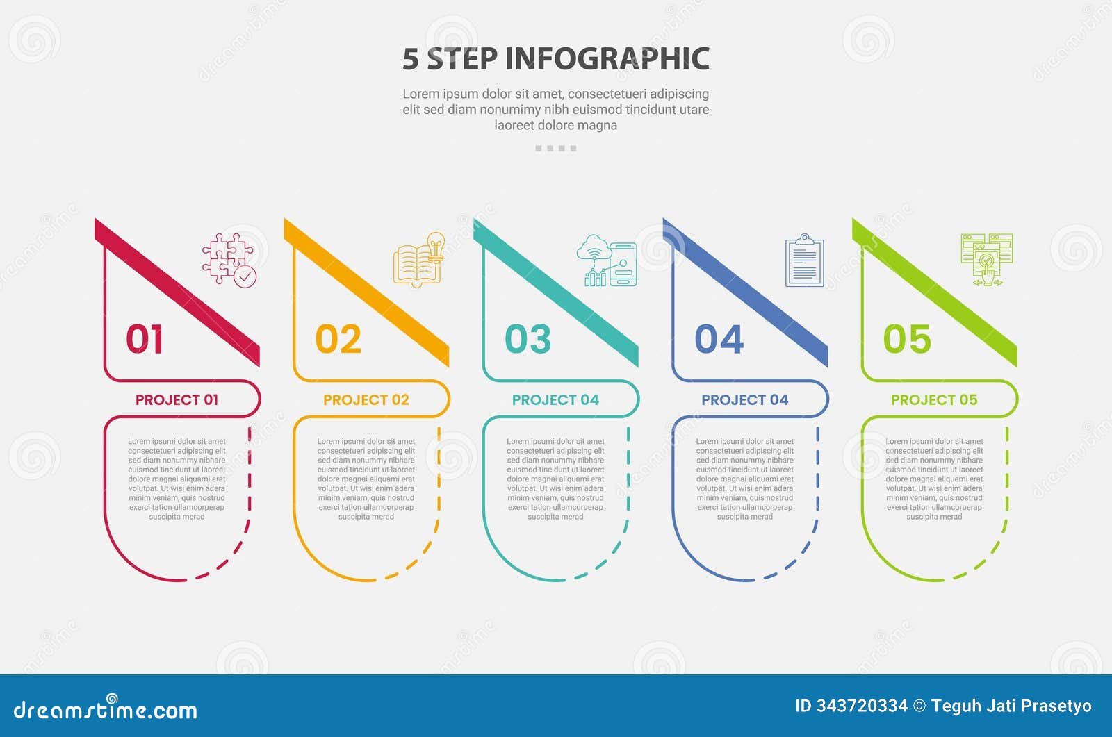 5 Points Template Infographic Outline Style with 5 Point Step Template ...