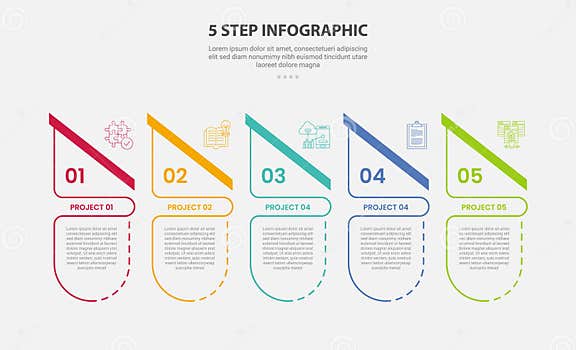 5 Points Template Infographic Outline Style with 5 Point Step Template ...