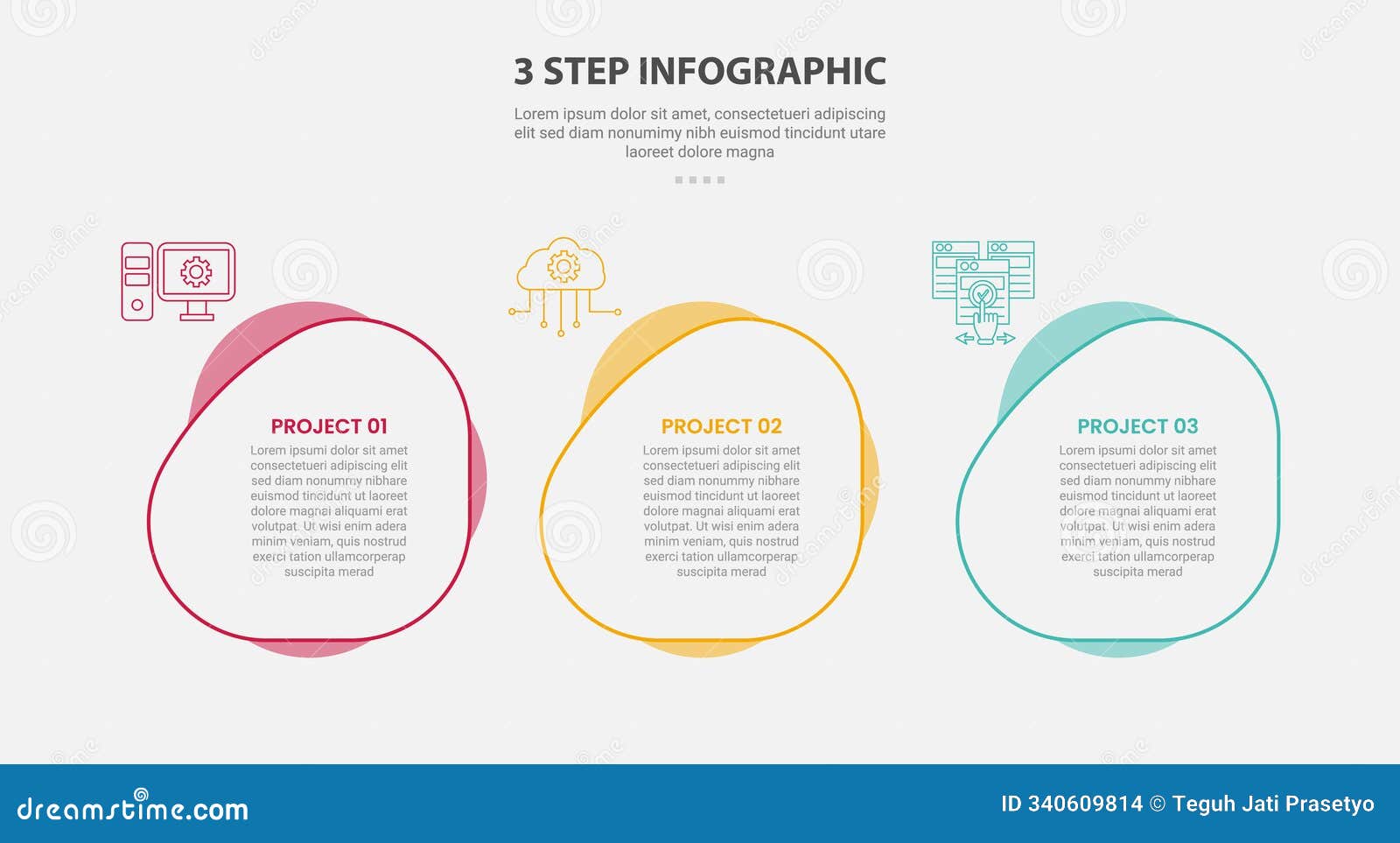 3 Points Template Infographic Outline Style with 3 Point Step Template ...