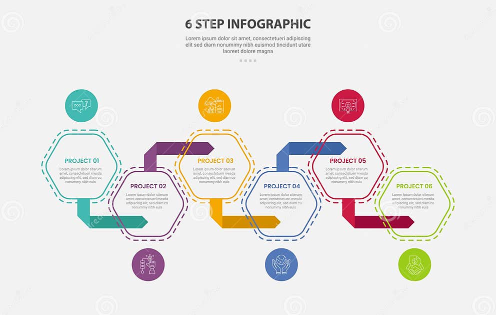 6 Points Template Infographic Outline Style with 6 Point Step Template ...